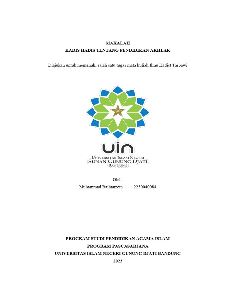 Hadis Pendidikan Akhlak Islam | PDF