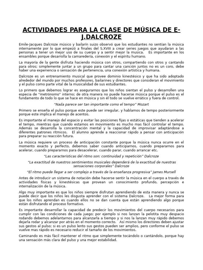 Actividades Del Metodo Dalcroze para Coros 2 PDF Freec9ffe | PDF | Ritmo | Elementos de la música