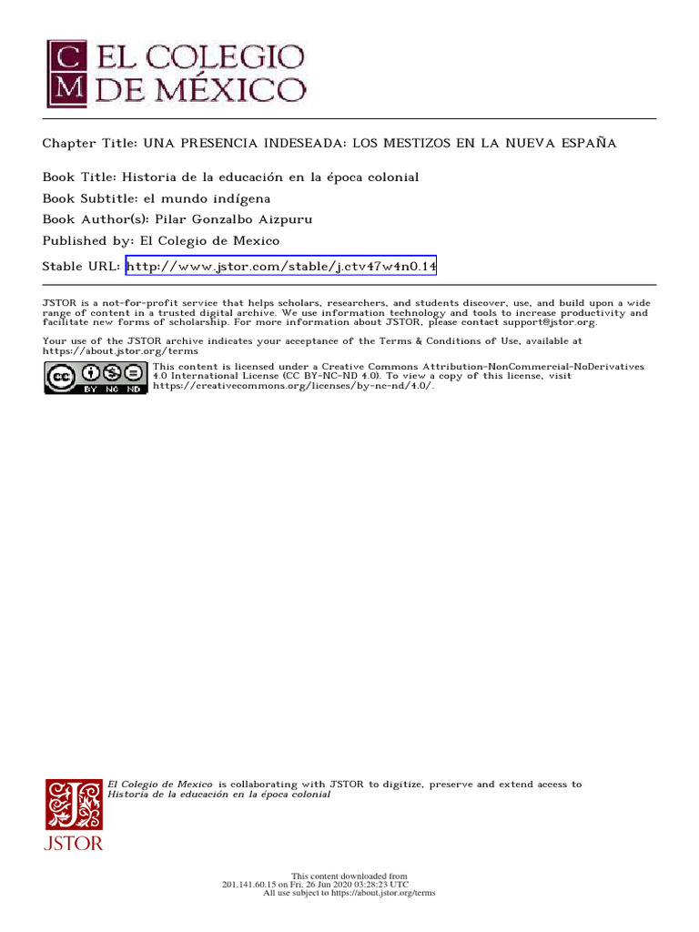 Mestizos en la Nueva España: Educación y Sociedad | PDF | Nueva españa ...