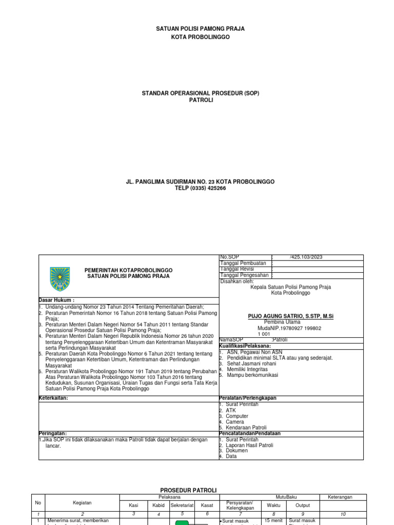 Sop Patroli | PDF