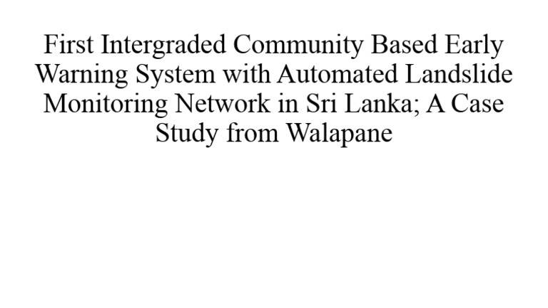 First Intergraded Community Based Early Warning System With | PDF