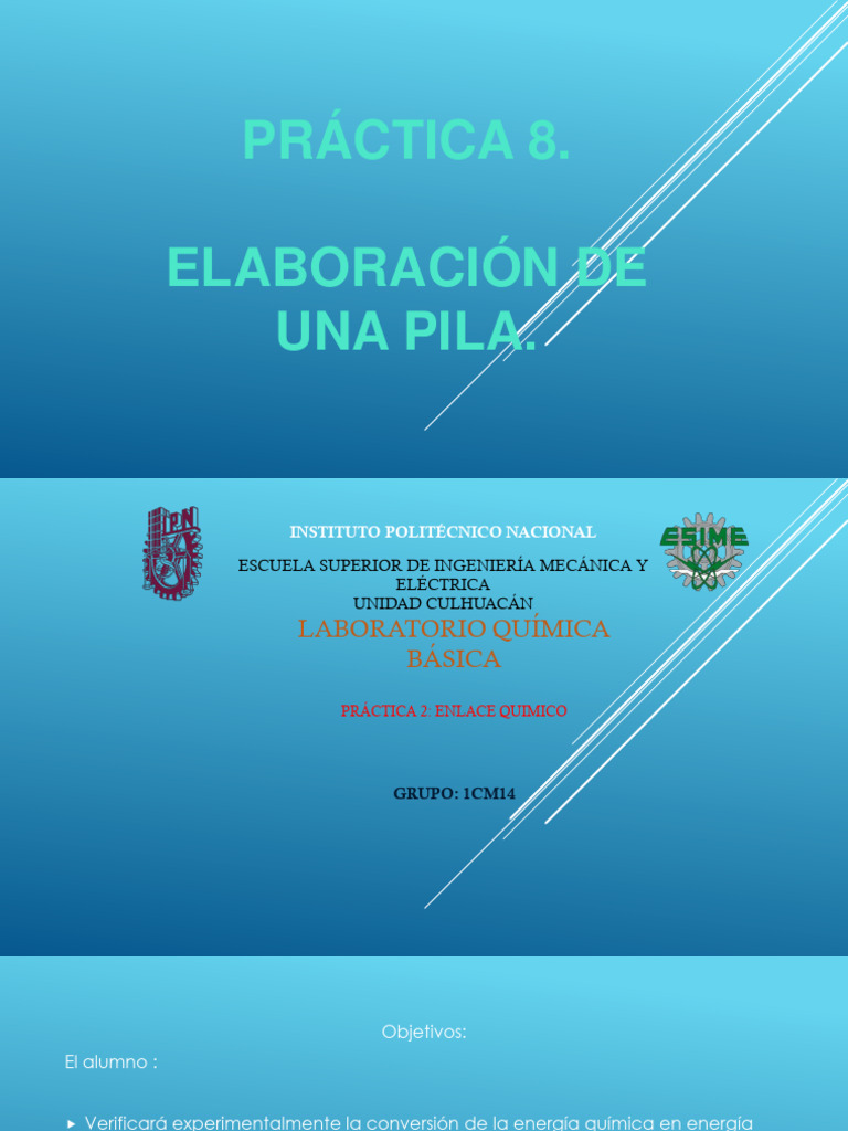 Elaboración de Una Pila. Practica 8 | PDF | Redox | Electroquímica