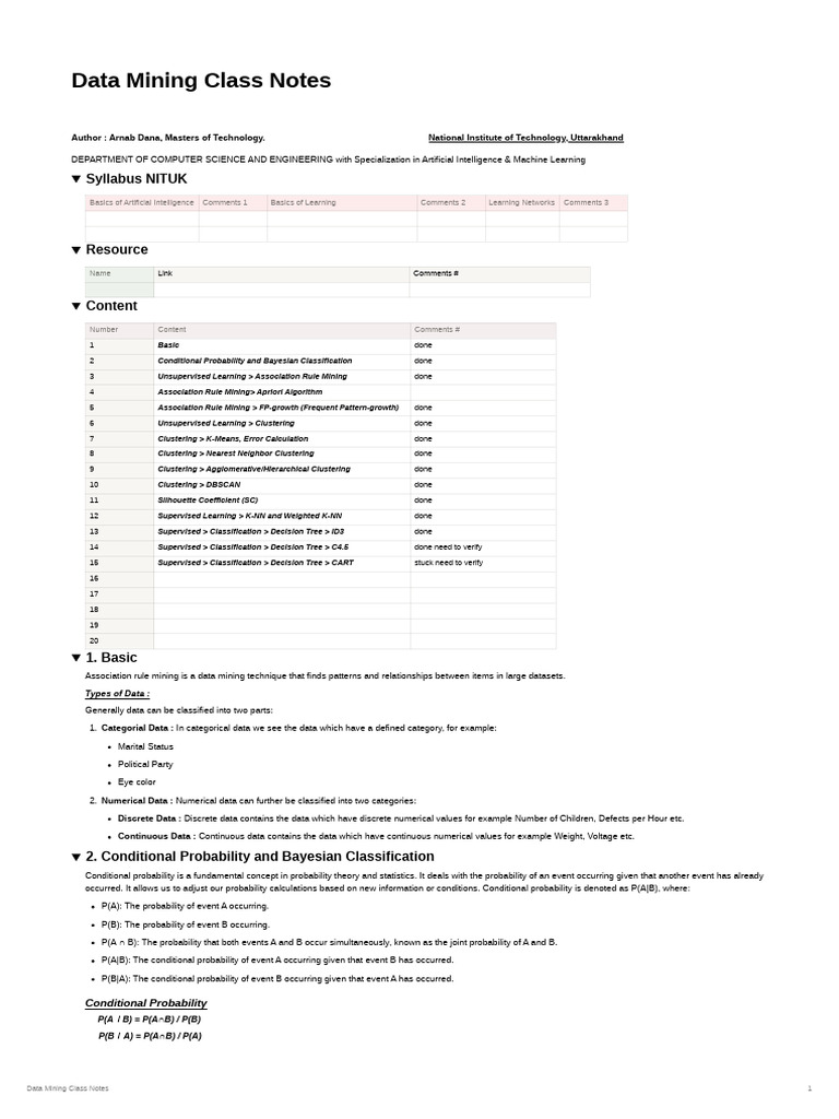 Data Mining Class Notes 1nov23 | PDF | Cluster Analysis | Statistical ...