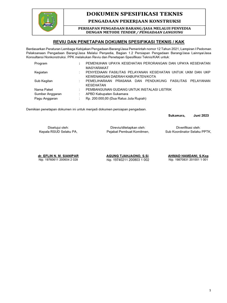 Spek Tek Gedung Instalasi Listrik | PDF