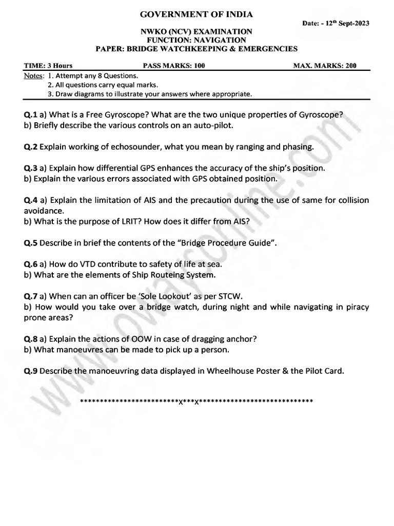 NCV NWKO Question Set Updated Till Sept23.o | PDF