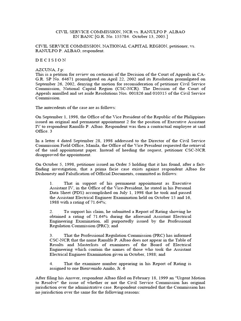 Jurisdiction of CSC | PDF | Jurisdiction | Appeal