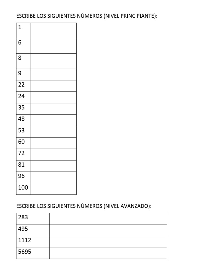 Template Numeros | PDF