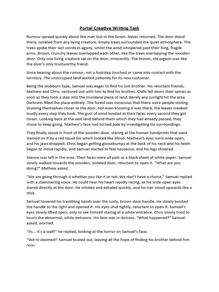 Portal Creative Writing Task | PDF