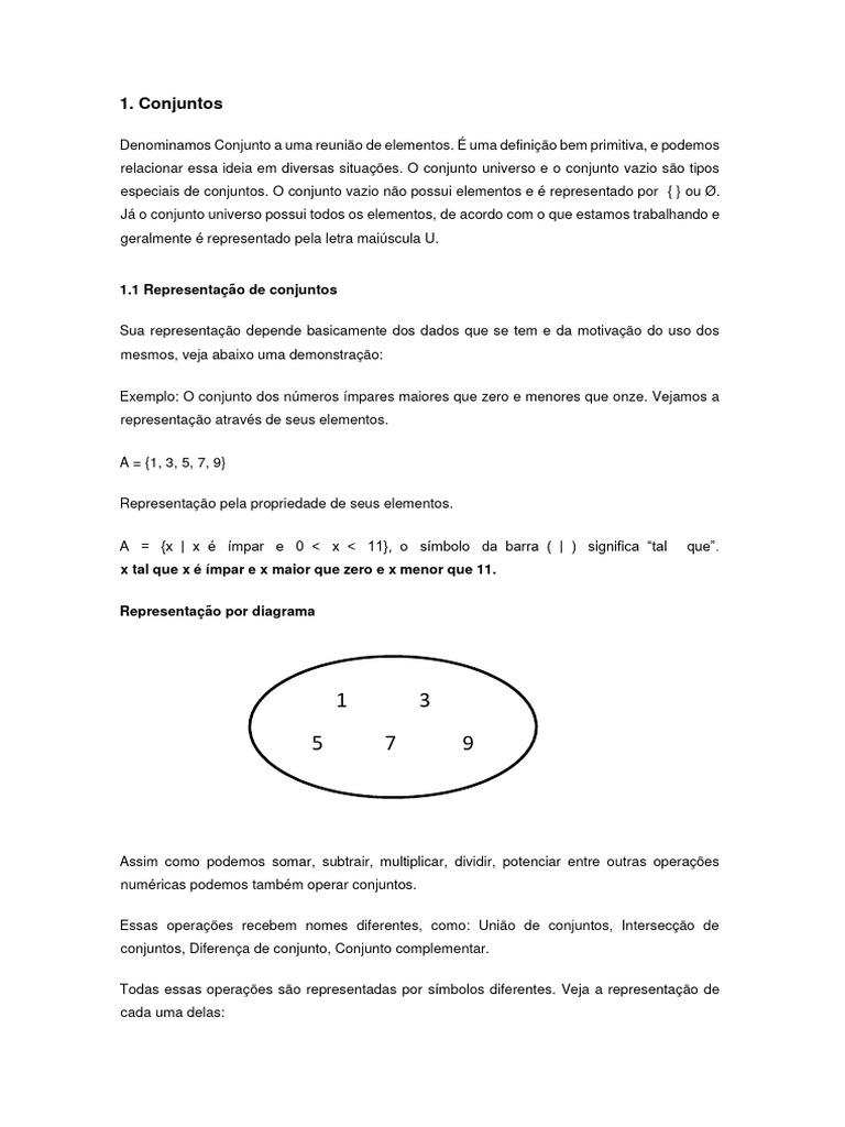 Conteúdo - Conjuntos | PDF | Conjunto (Matemática) | Conjunto vazio ...