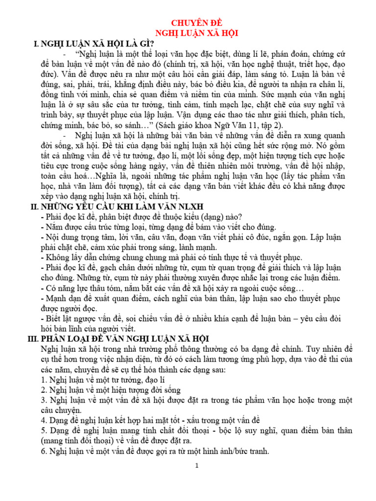 Chuyen de On HSG 12 NLXH 1 | PDF