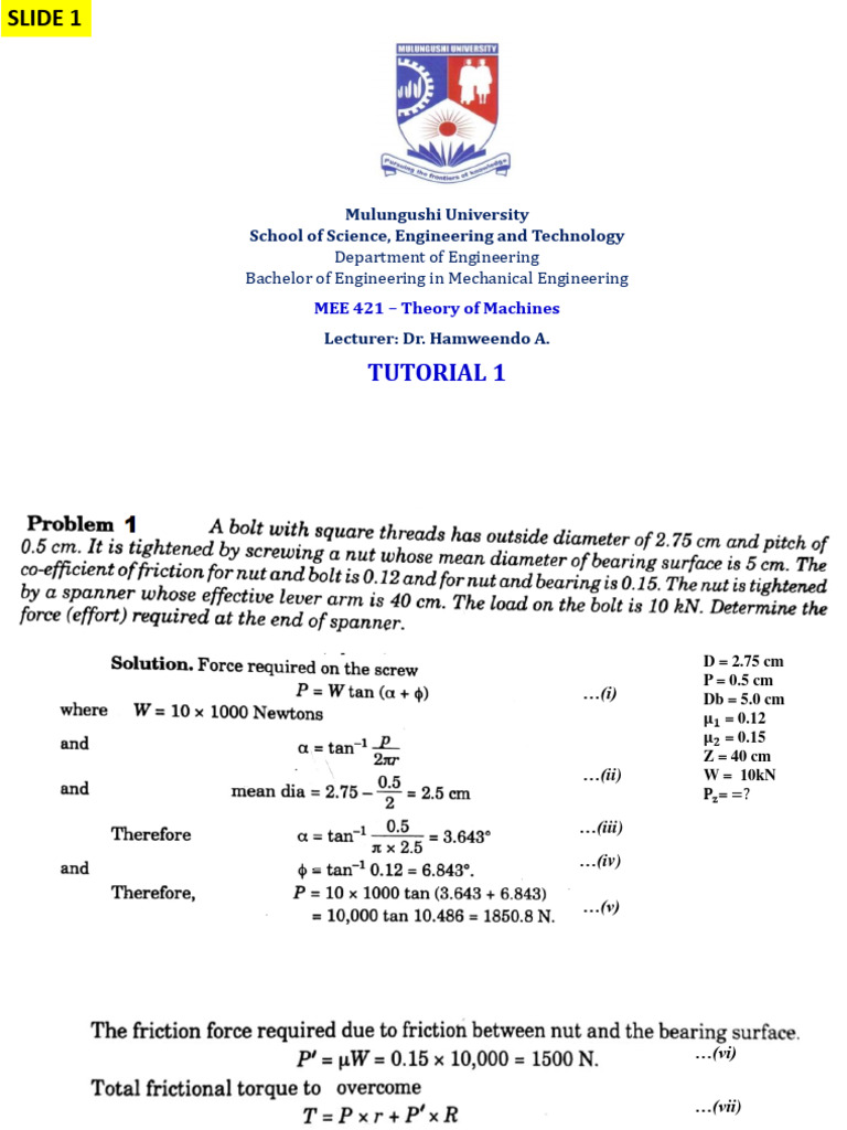 Tutorial 1 Friction and Clutches | PDF