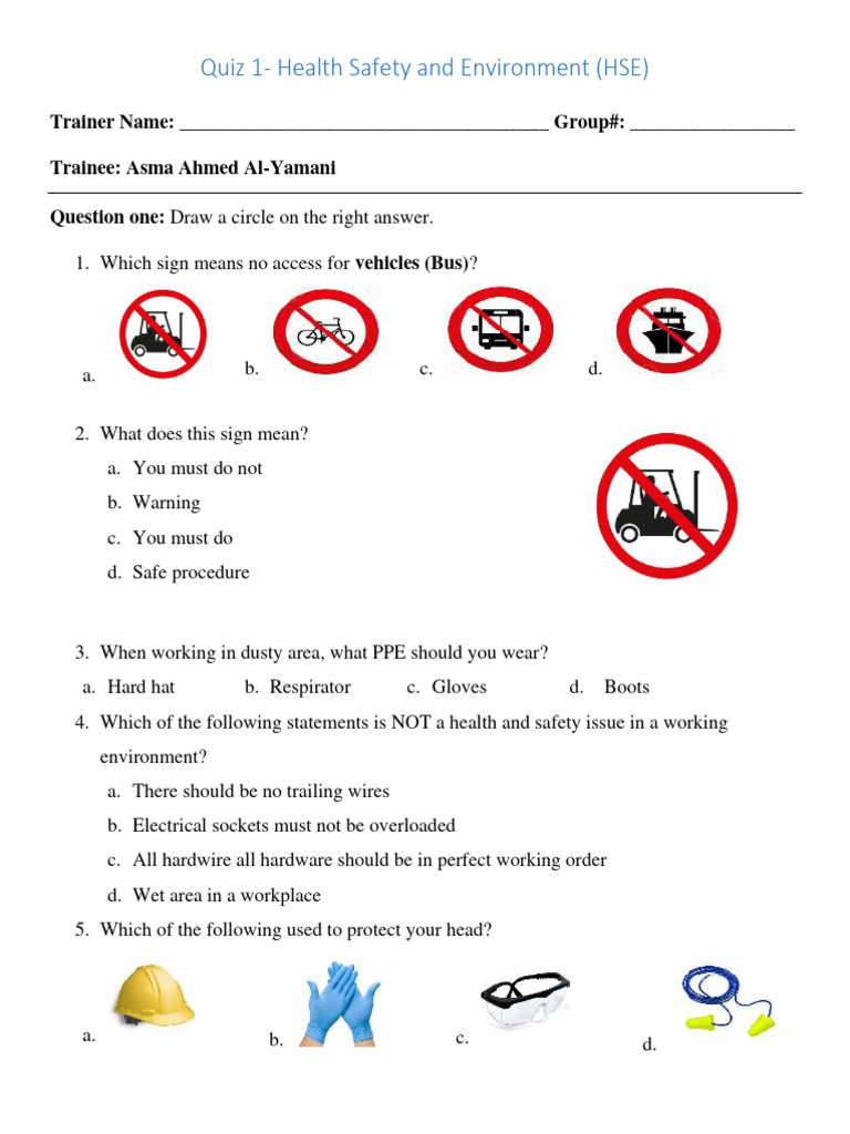 Quiz 1-HSE-with Solutions | PDF | Labor Relations | Workplace