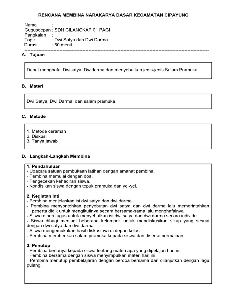 Rencana Membina (Dwi Satya Dan Dwi Darma) | PDF | Karier & Perkembangan | Seni