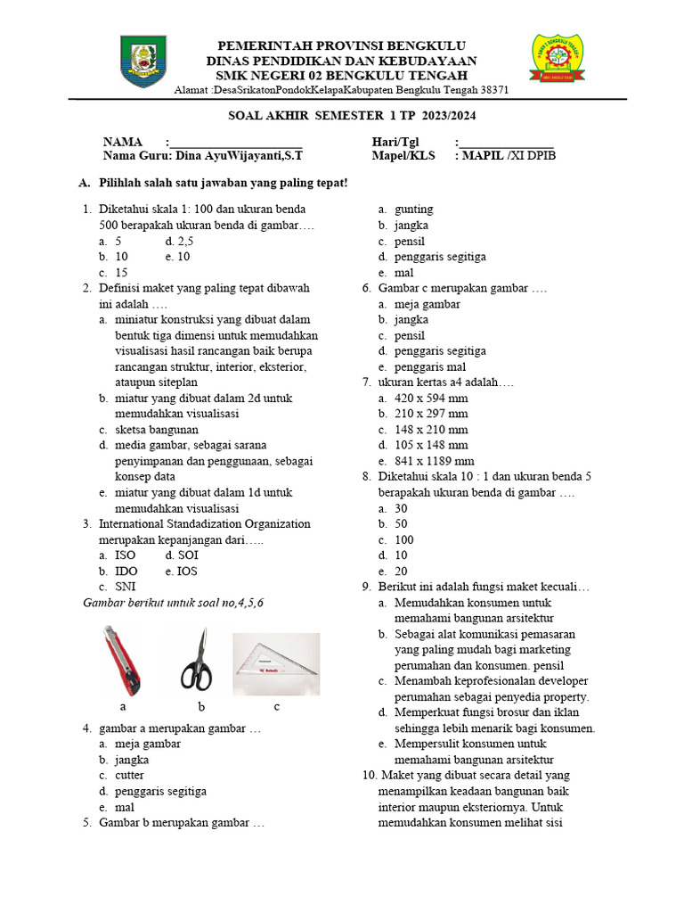 Uas Semester I Mapil Kelas Xi Dpib | PDF