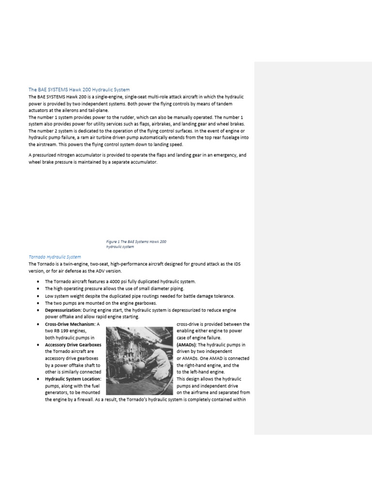 The BAE SYSTEMS Hawk 200 Hydraulic System Notes 04 | PDF | Pump | Engines