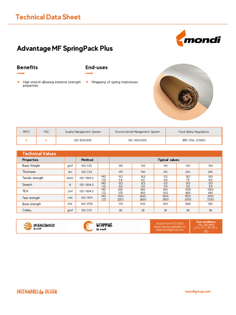 Mondi SPKP Tds MF Springpack Plus | PDF