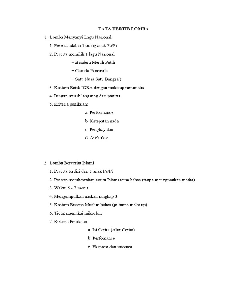 Tata Tertib Lomba | PDF Tata Tertib Lomba | PDF