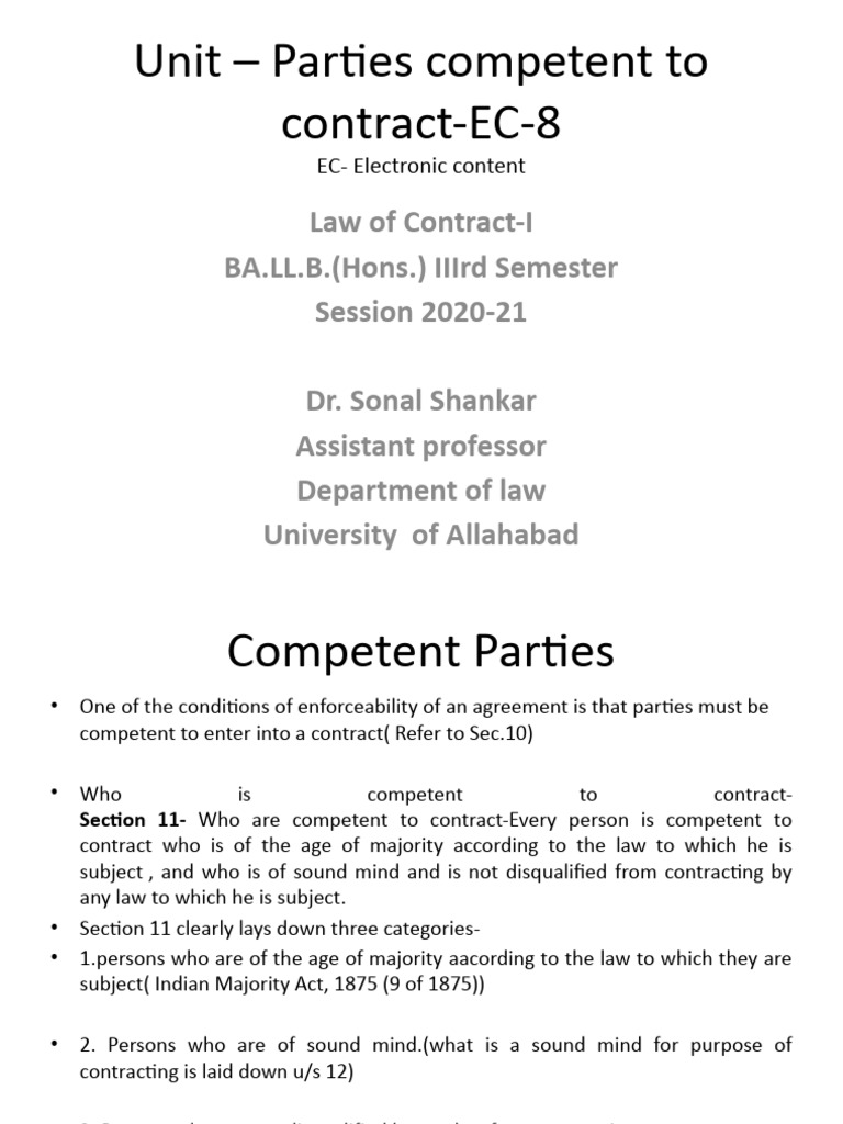 Competent Parties in Contract Law | PDF | Tort | Estoppel