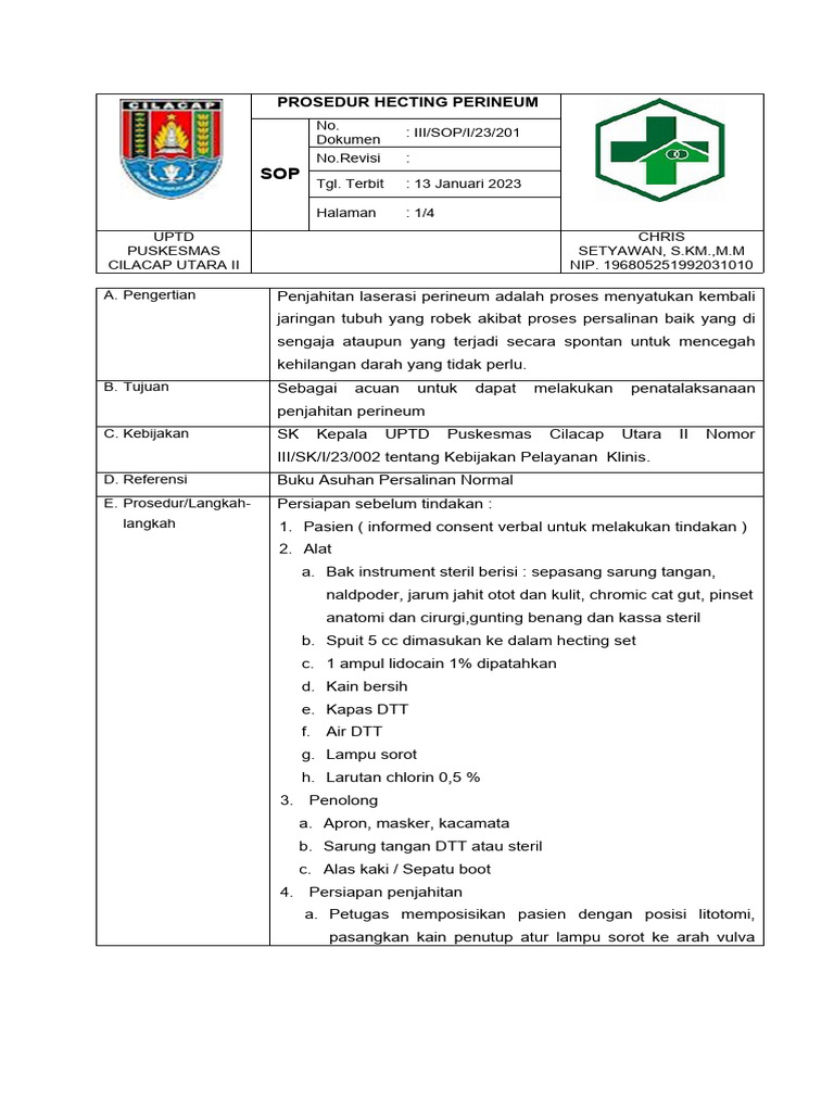 Prosedur Hecting Perineum | PDF