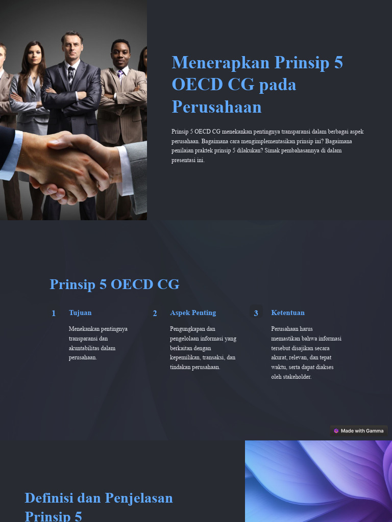 Menerapkan Prinsip 5 OECD CG Pada Perusahaan Kel 5 | PDF