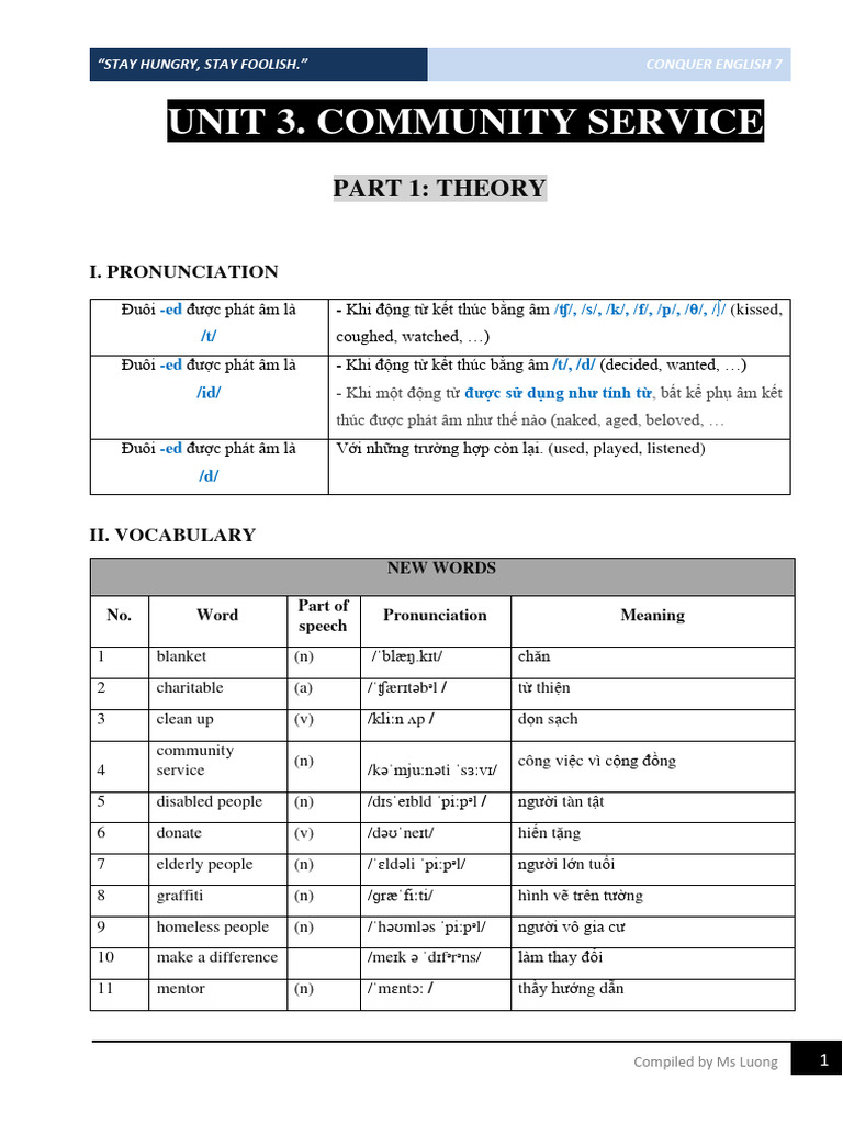 UNIT 3 - Community Service | PDF