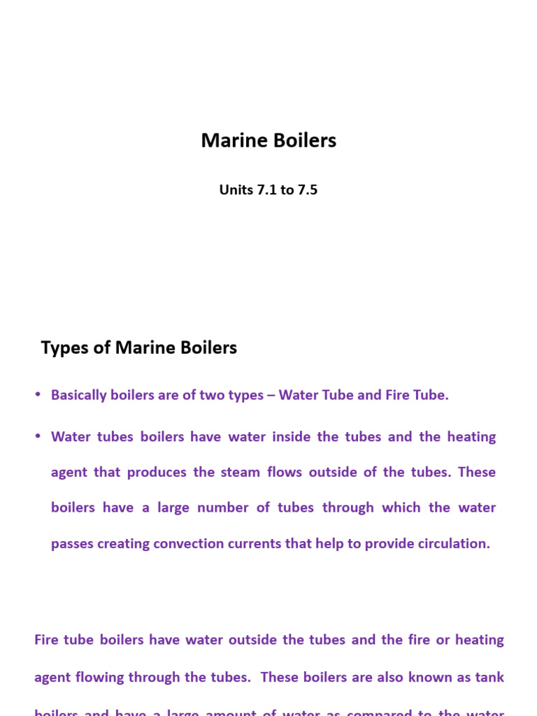 Unit 7 - Types of Marine Boilers | PDF | Water | Chemistry
