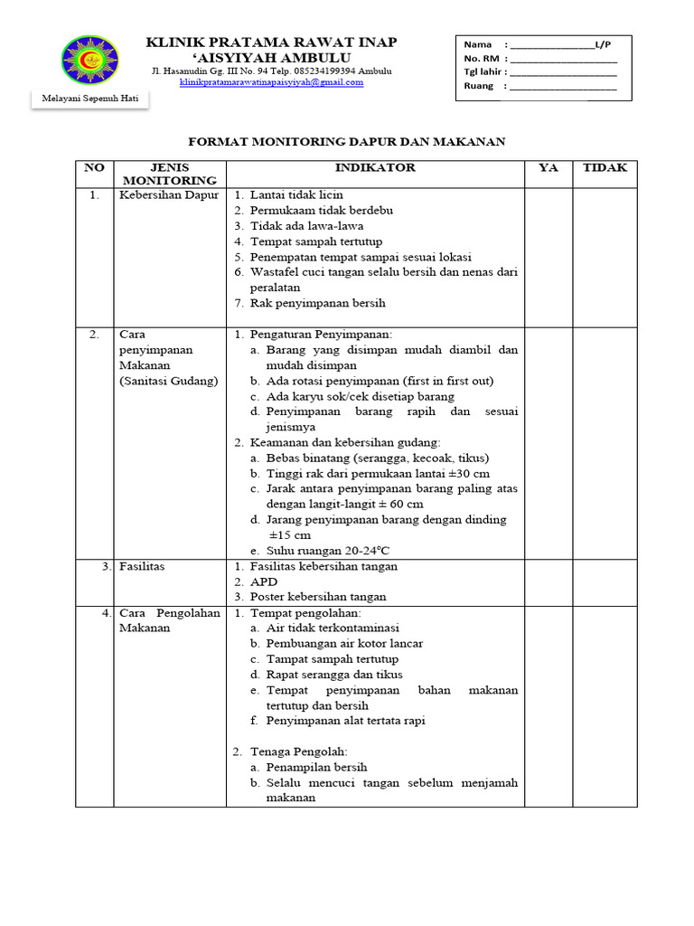 Form Monitoring Makanan | PDF