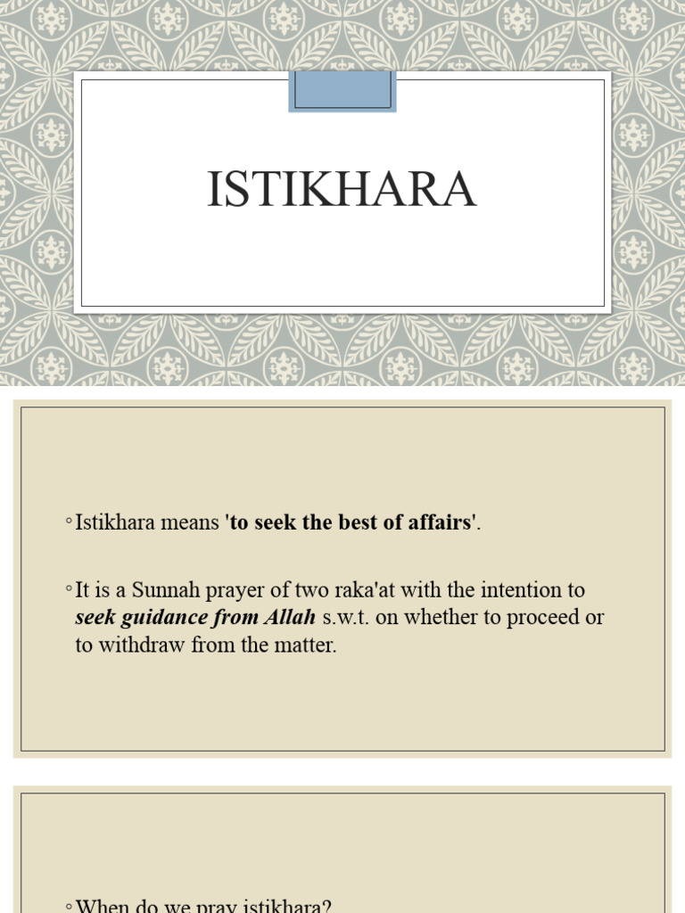 ISTIKHARA | PDF | Sharia | Semitic Words And Phrases