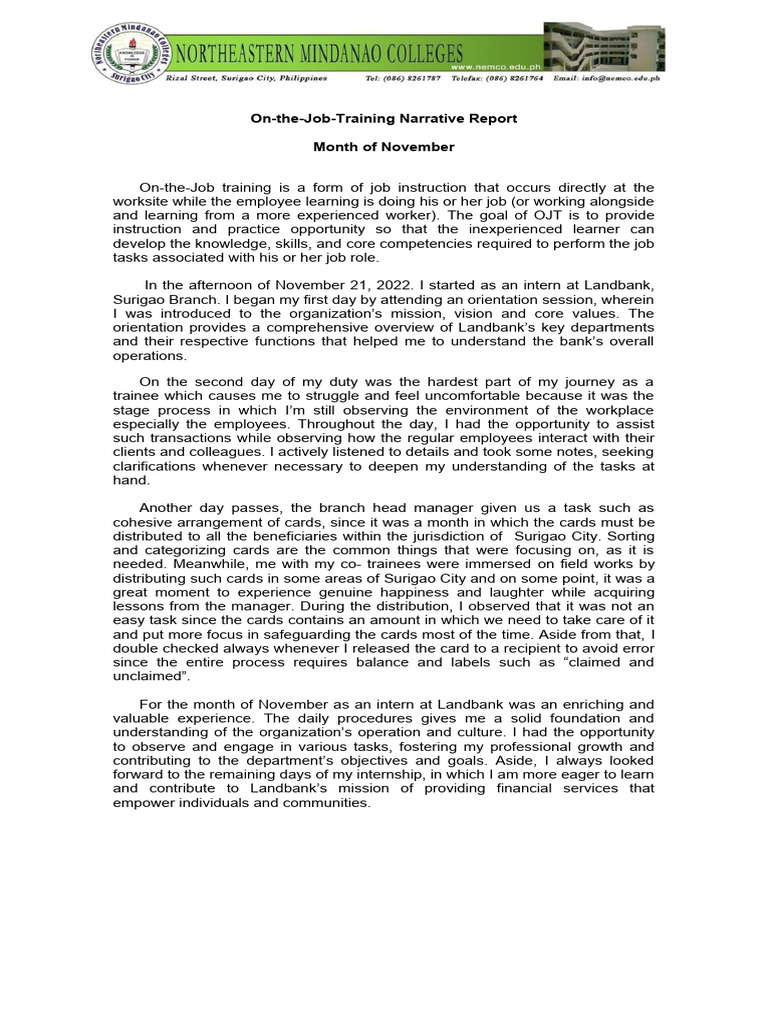 OJT Practicum | PDF | Learning | Cognitive Science