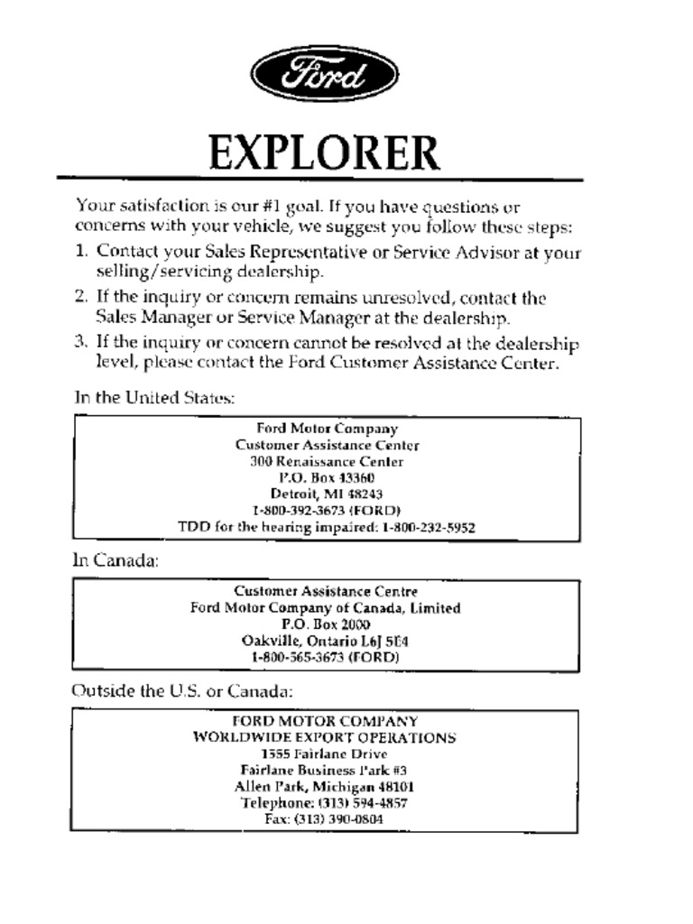 (TM) Ford Manual de Propietario Ford Explorer 1995 en Ingles | PDF ...
