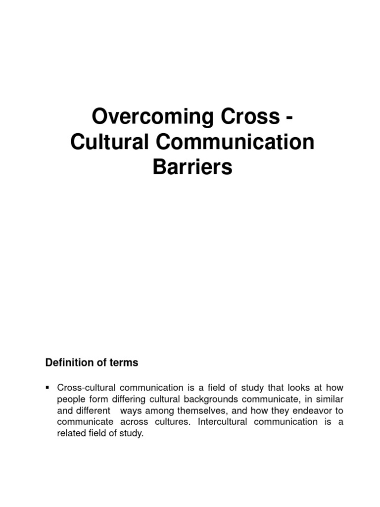 Cross-Cultural Communication Barriers | PDF | Nonverbal Communication ...