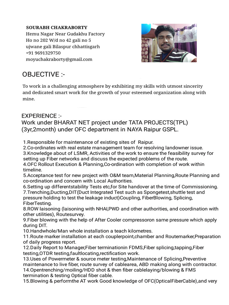 Engineering Career Resume | PDF | Optical Fiber | Electronics