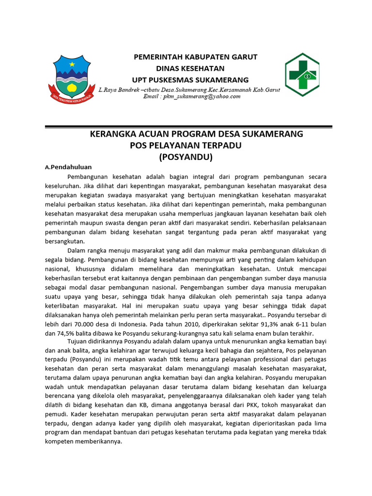 Kerangka Posyandu | PDF | Pengembangan Diri