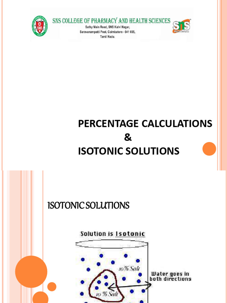 Isotonic Solution | PDF | Osmosis | Mass Concentration (Chemistry)