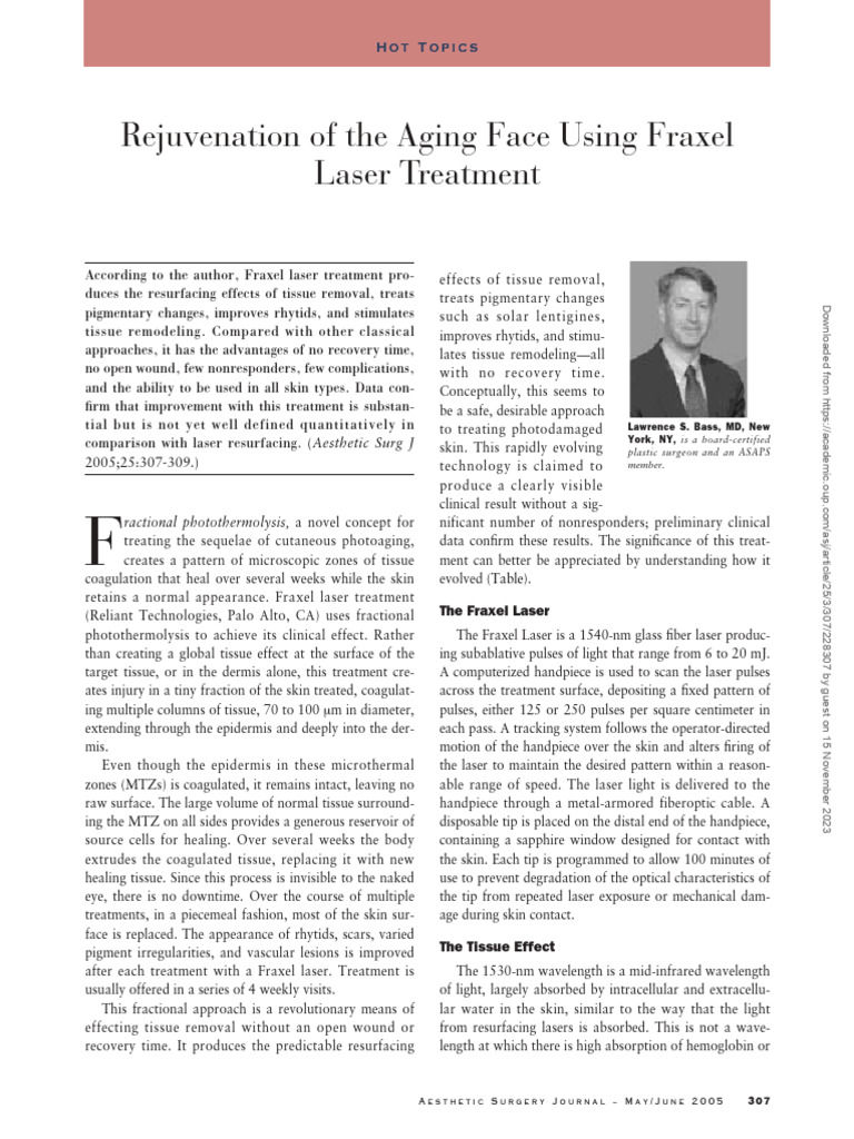 Rejuvenation of The Aging Face Using Fraxel Laser Treatment | PDF | Laser | Skin