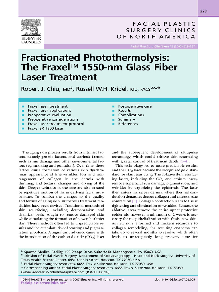 Fraxel 1550-nm Laser Treatment Guide | PDF | Scar | Epidermis