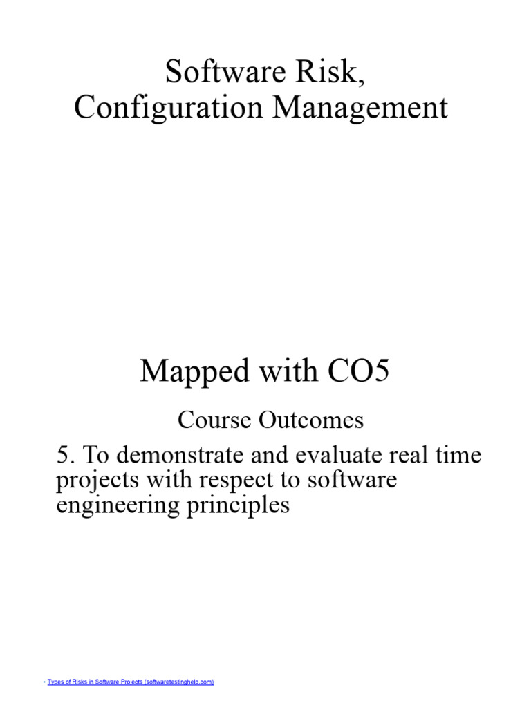 Software Risk, Configuration Management | PDF | Risk | Risk Management