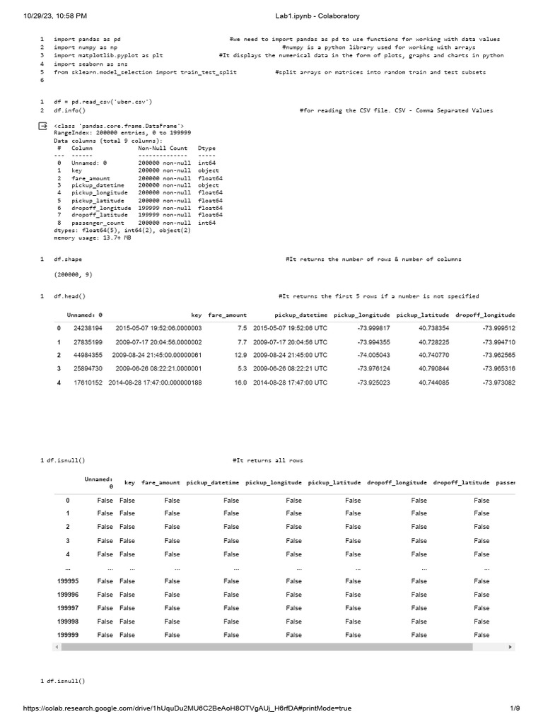 Lab1.ipynb - Colaboratory | PDF | Comma Separated Values | Computing