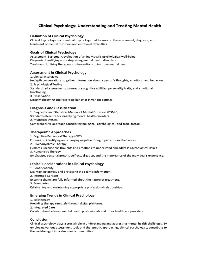 Introduction To Clinical Psychology | PDF