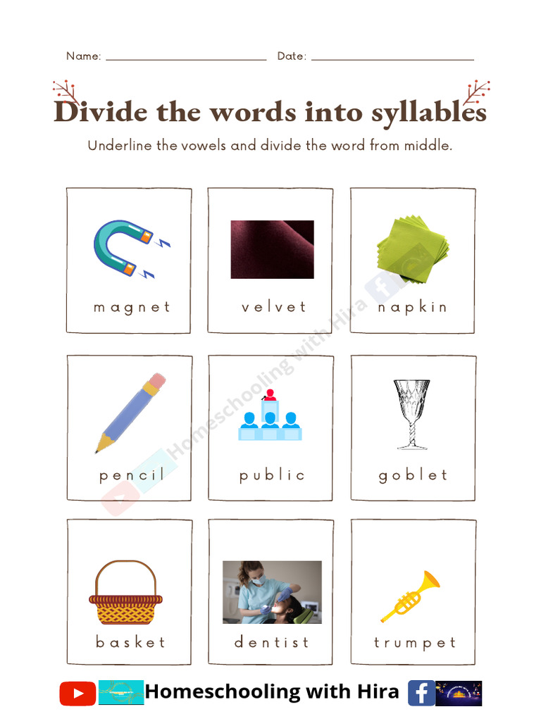 Divide The Words Into Syllables Les1 | PDF