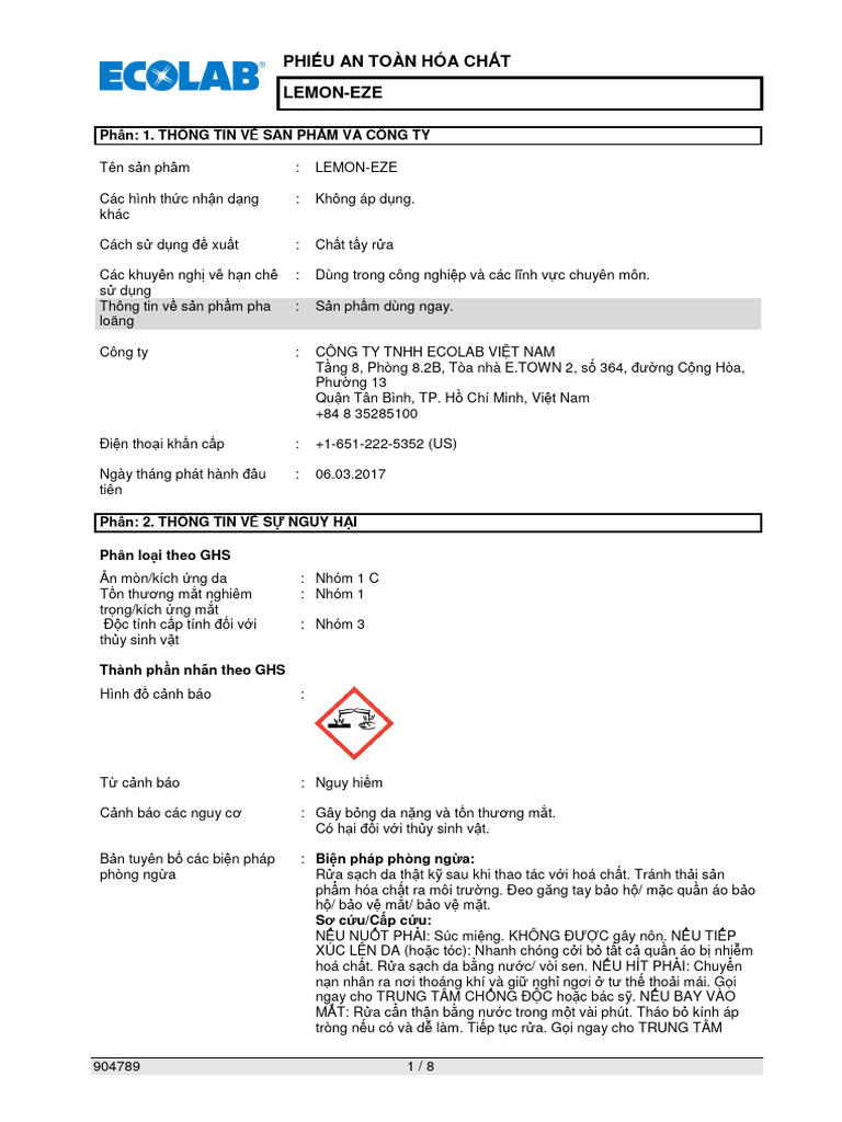 Msds Lemon Eze | PDF