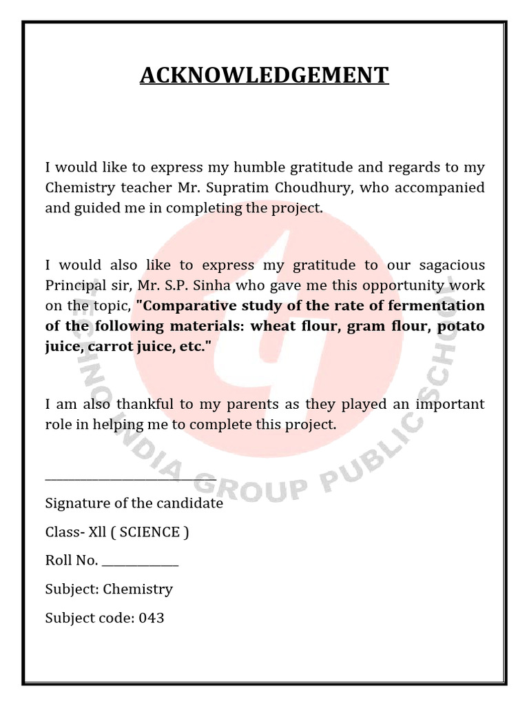 Class Xii - Acknowledgement | PDF