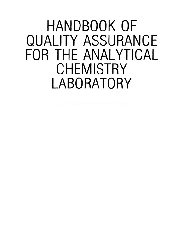 Quality Assurance For The Analytical Chemistry 1684144993 | PDF ...