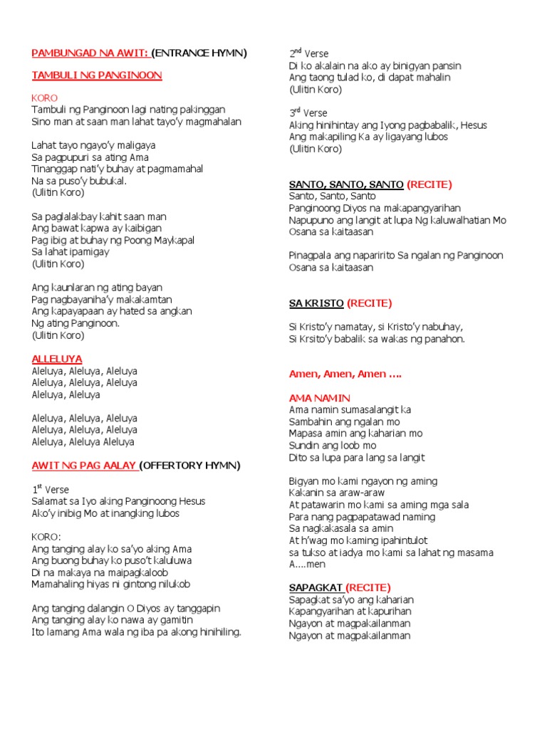 Tagalog Misyon Mass | PDF