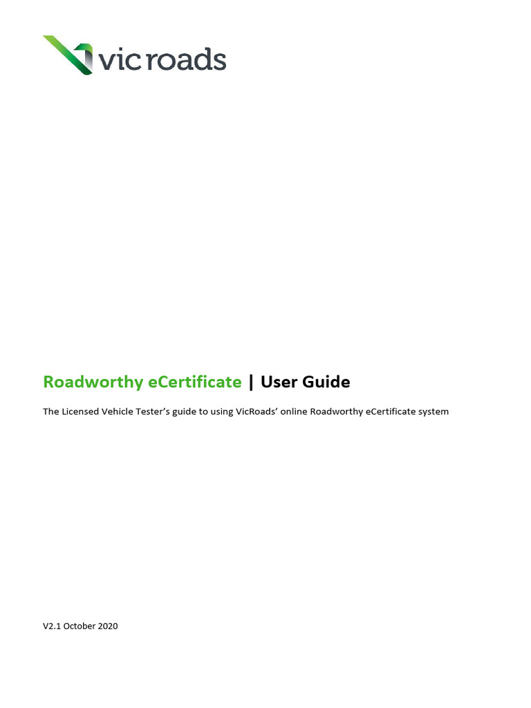 VicRoads Roadworthy eCertificate Guide | PDF | Public Key Certificate ...