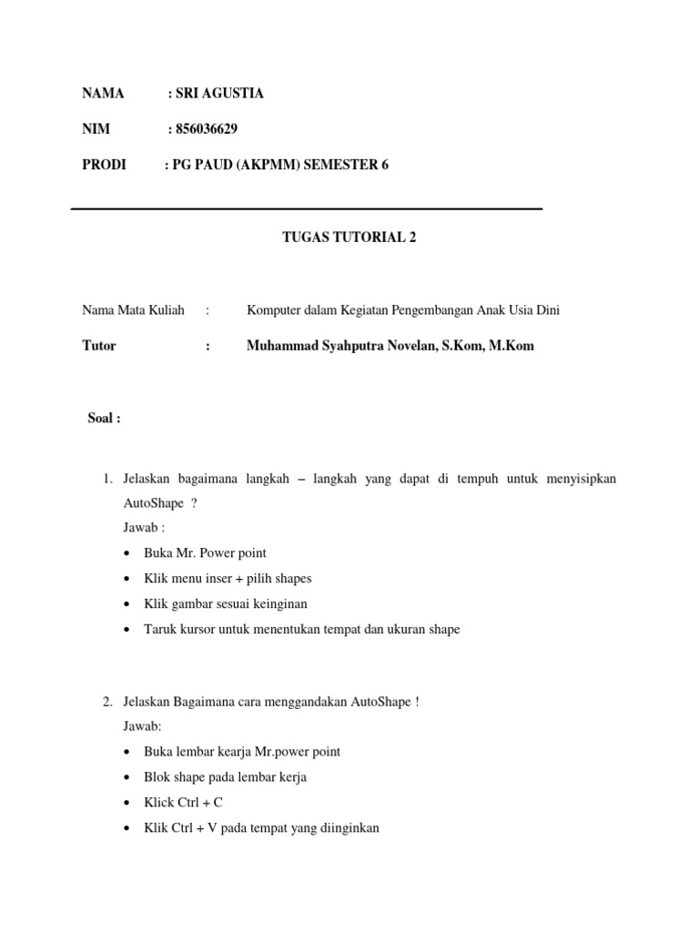 TT.2 Komputer Dalam Kegiatan Pengembangan Aud - Sri Agustia - 856036629 | PDF