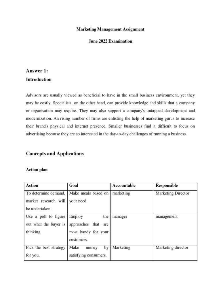 Answer 1:: Marketing Management Assignment | Download Free PDF ...