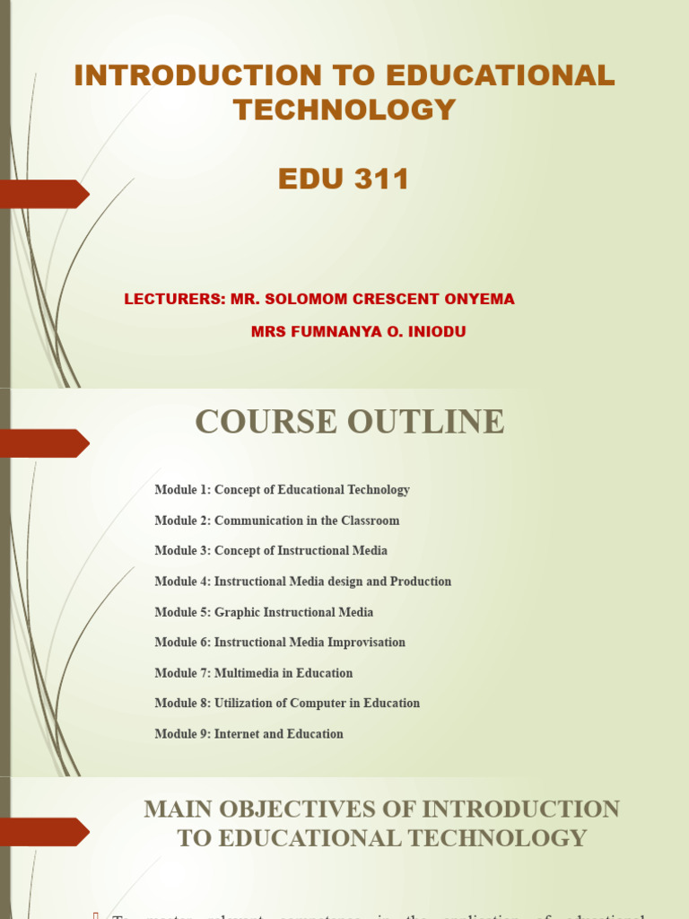 Introduction To Edu Tech Module 1 | PDF | Educational Technology | Learning