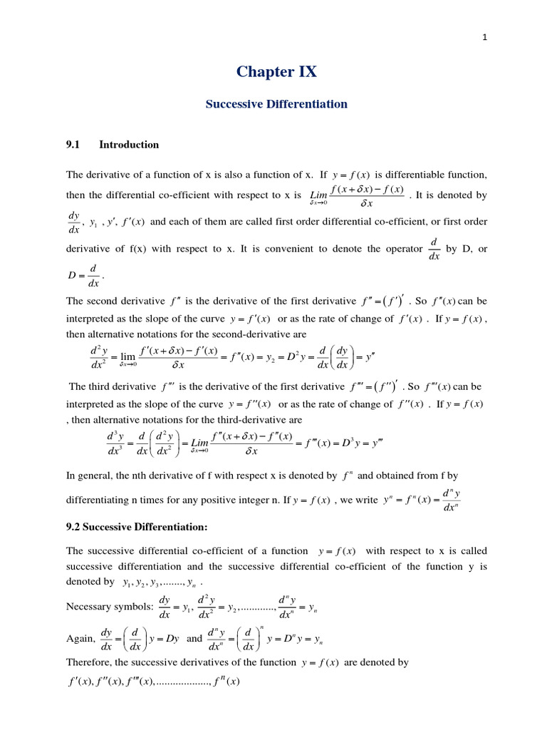 09.successive Differentiation | PDF | Derivative | Numbers 09.successive Differentiation | PDF | Derivative | Numbers