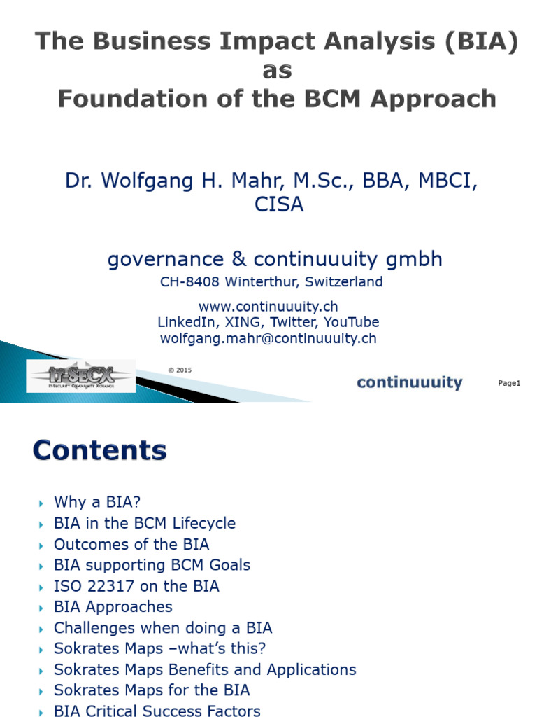 BIA as Foundation of BCM | PDF | Life Cycle Assessment | Risk Management